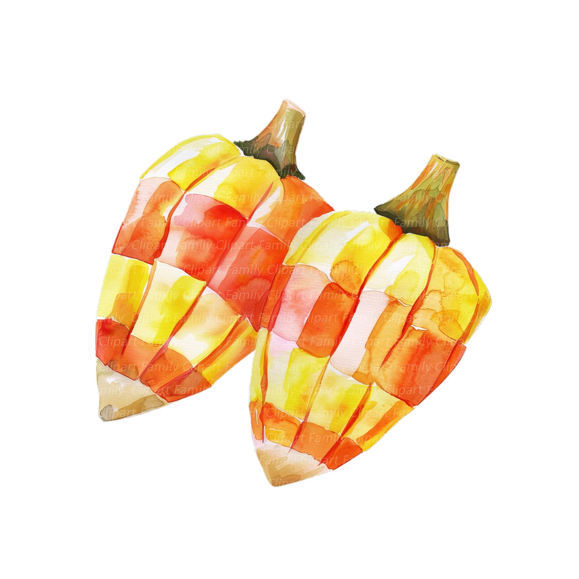 12 Watercolor Candy Corn Clipart, Candy Corn Clipart, Printable ...