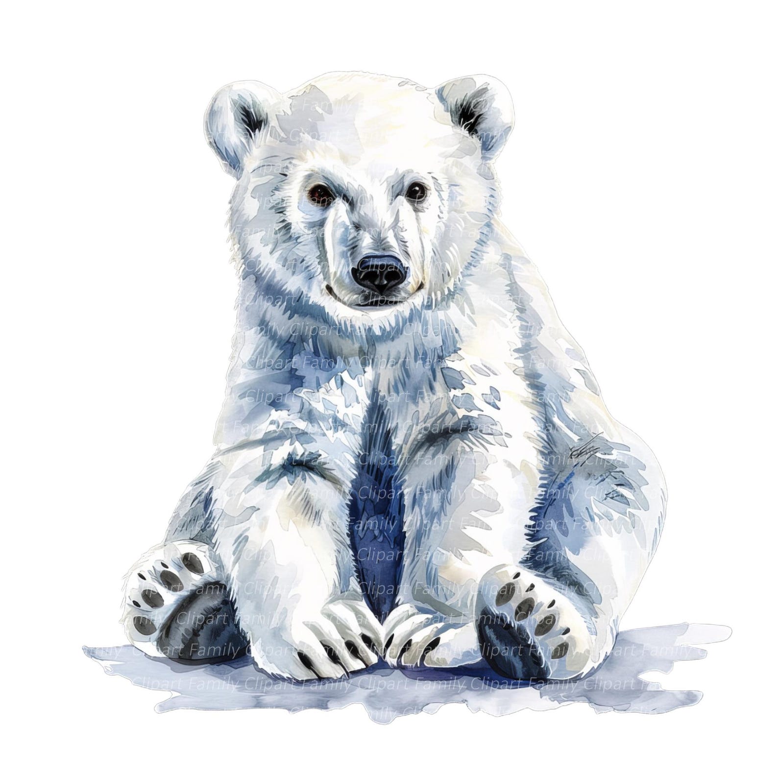 13 Cute Polar Bear Clipart Bundle, Printable Watercolor Clipart, High ...