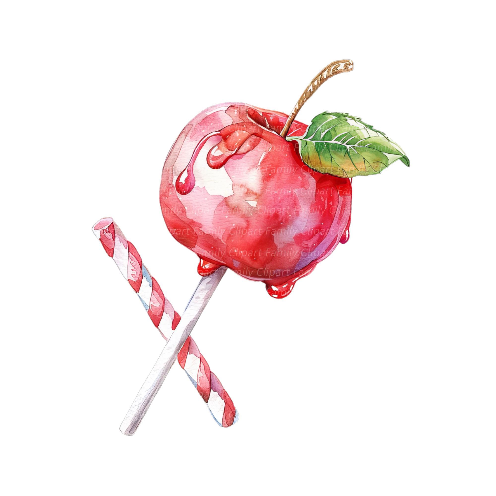 14 Watercolor Candy Apple Clipart Bundle, PNG Dessert Graphics ...