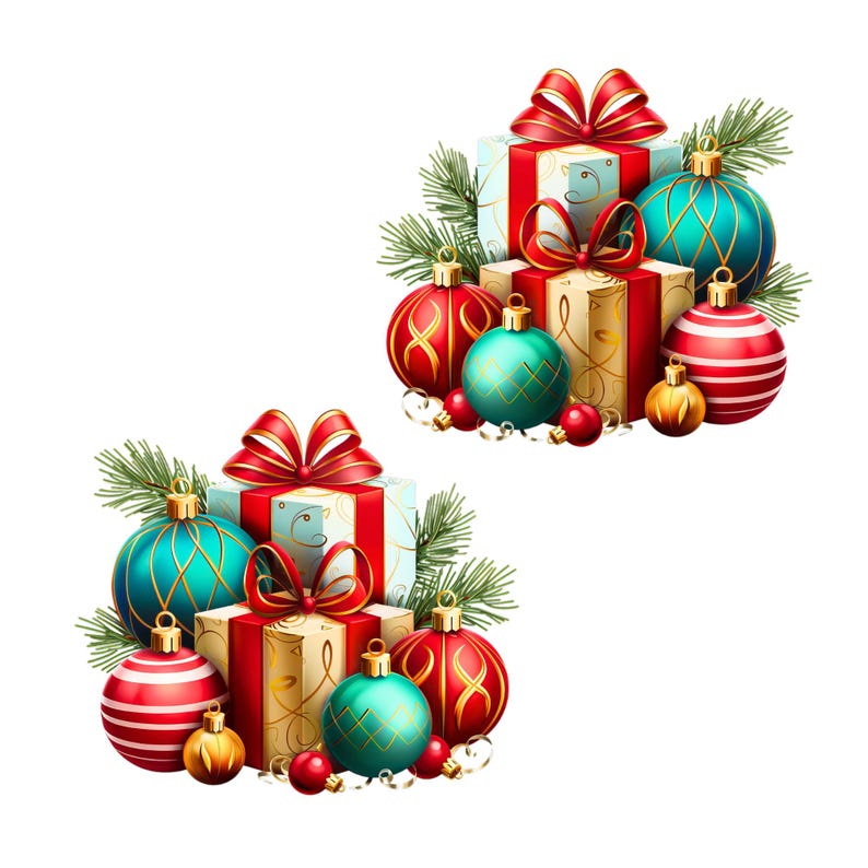 Christmas Clipart Bundle, Cute Christmas 3D Gifts, Printable 3D Clipart ...