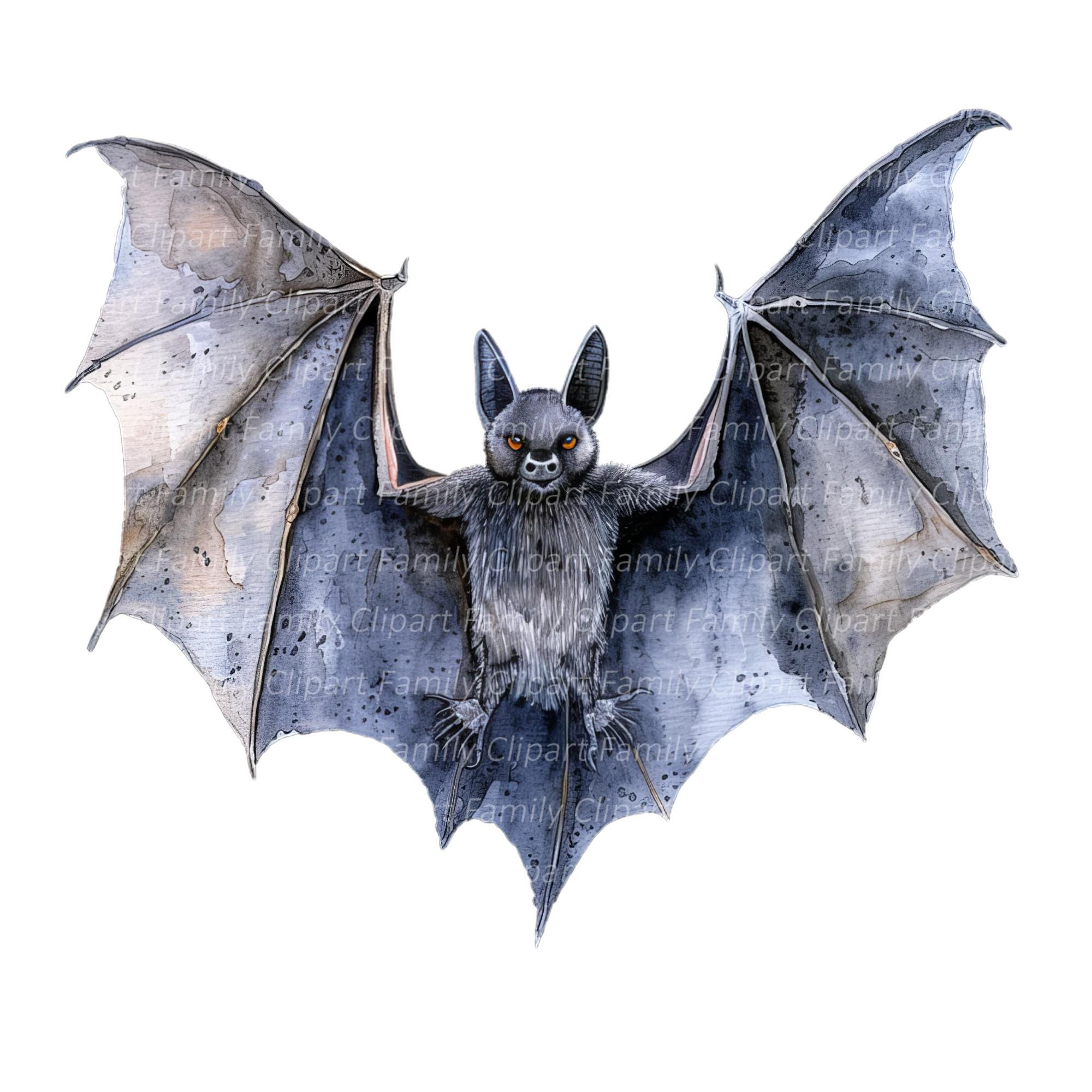 11 Cute Bat Clipart, Watercolor Bat Clipart, Printable Watercolor ...