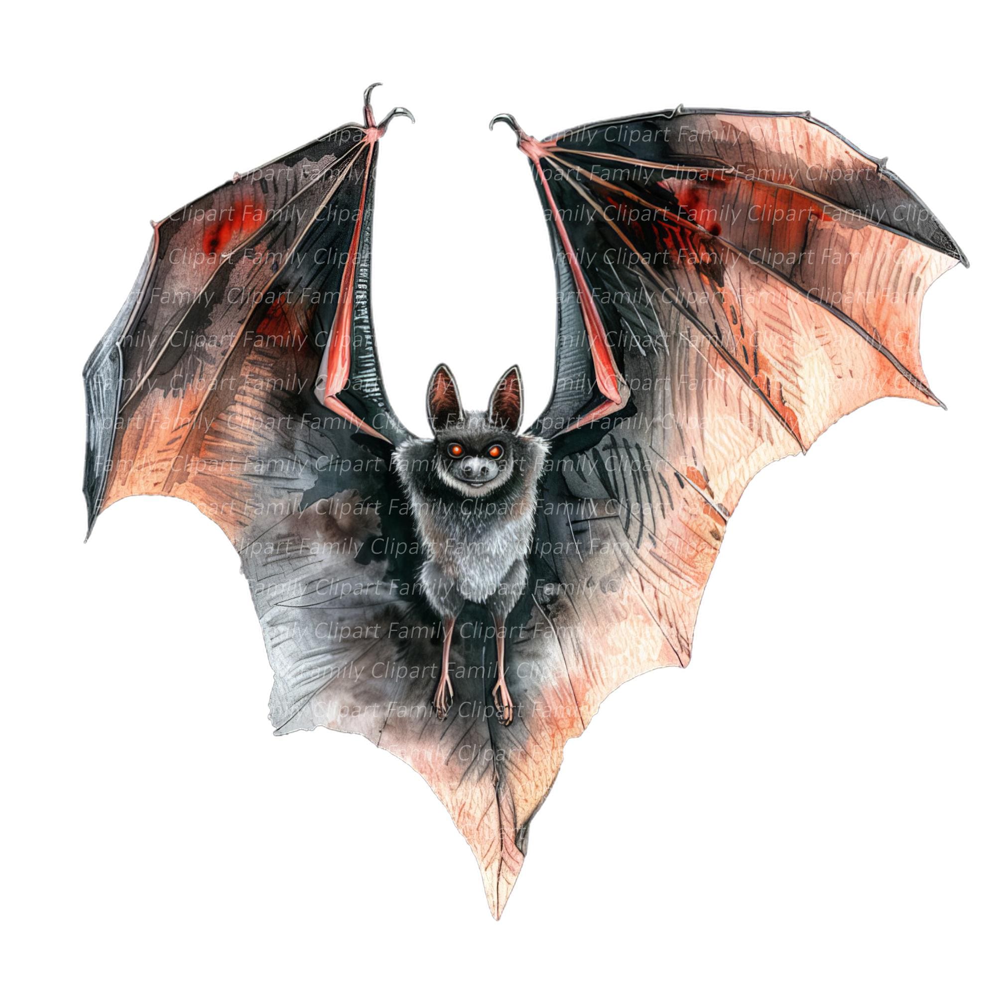 11 Cute Bat Clipart, Watercolor Bat Clipart, Printable Watercolor ...