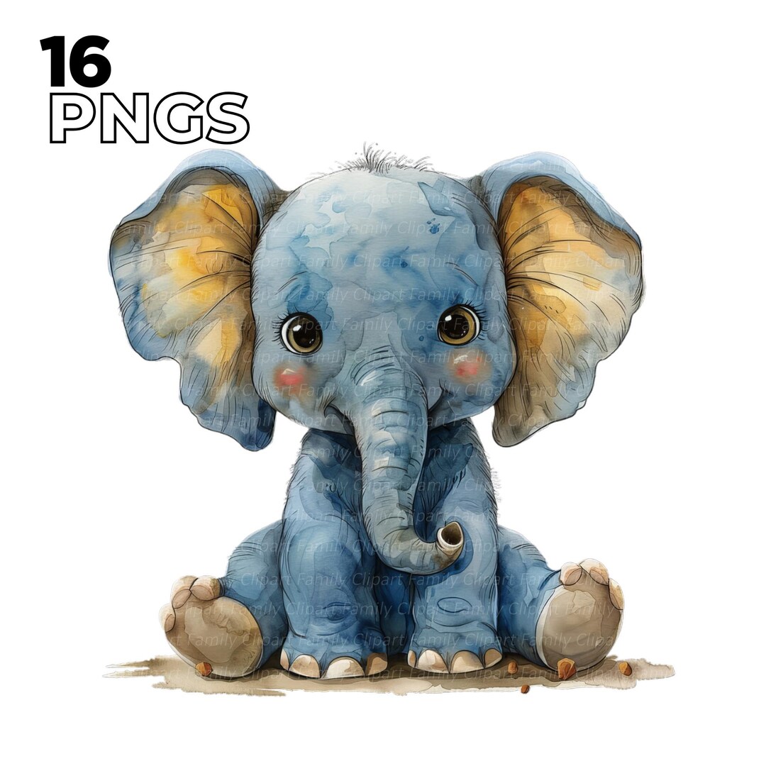 Watercolor Cute Animals Clipart, 16 Cute Animal PNG, Watercolor Animals ...
