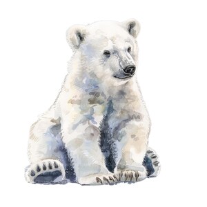 13 Cute Polar Bear Clipart Bundle, Printable Watercolor Clipart, High ...
