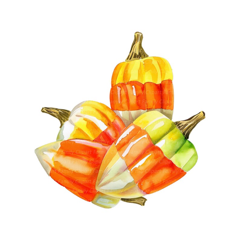 12 Watercolor Candy Corn Clipart, Candy Corn Clipart, Printable ...