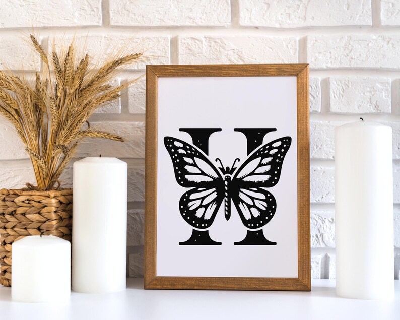 Butterfly Spli Monogram Alphabet Svg Png, Butterfly Split Monogram ...