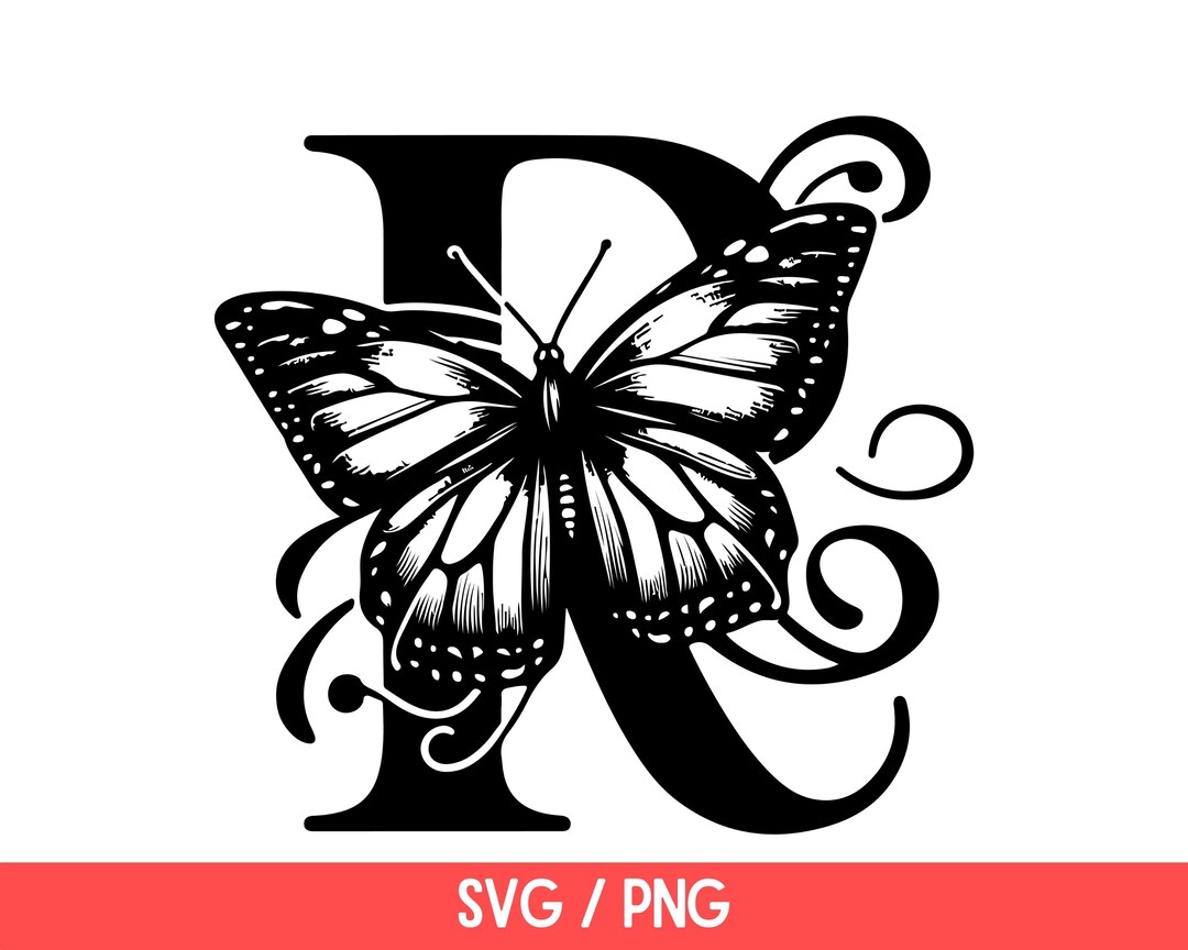 Butterfly Alphabet R SVG, Monogram Letter, Alphabet, Alphabet PNG ...