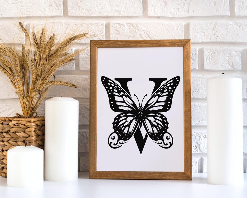 Monogram Letter V, Alphabet Svg, Letter Svg, Botanical Alphabet Cut ...