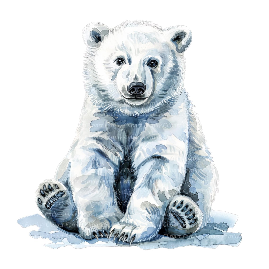 13 Cute Polar Bear Clipart Bundle, Printable Watercolor Clipart, High ...