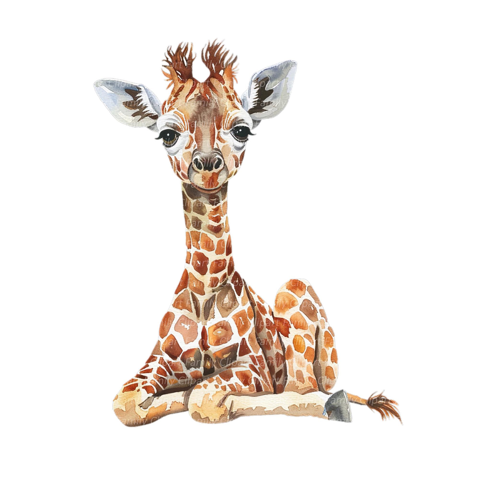 12 Watercolor Giraffe Clipart, Giraffe PNG, Jungle Animals, Safari ...