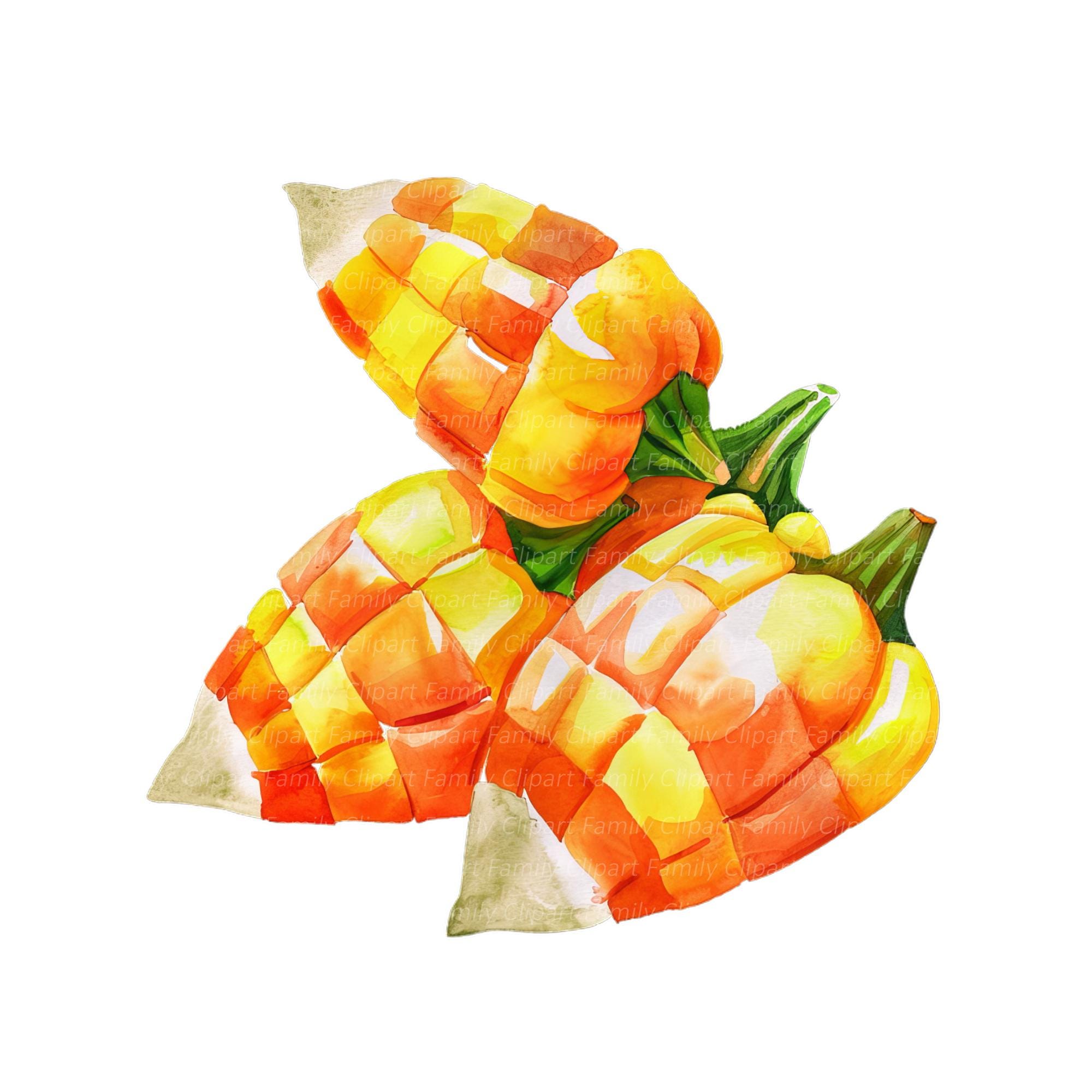 12 Watercolor Candy Corn Clipart, Candy Corn Clipart, Printable ...