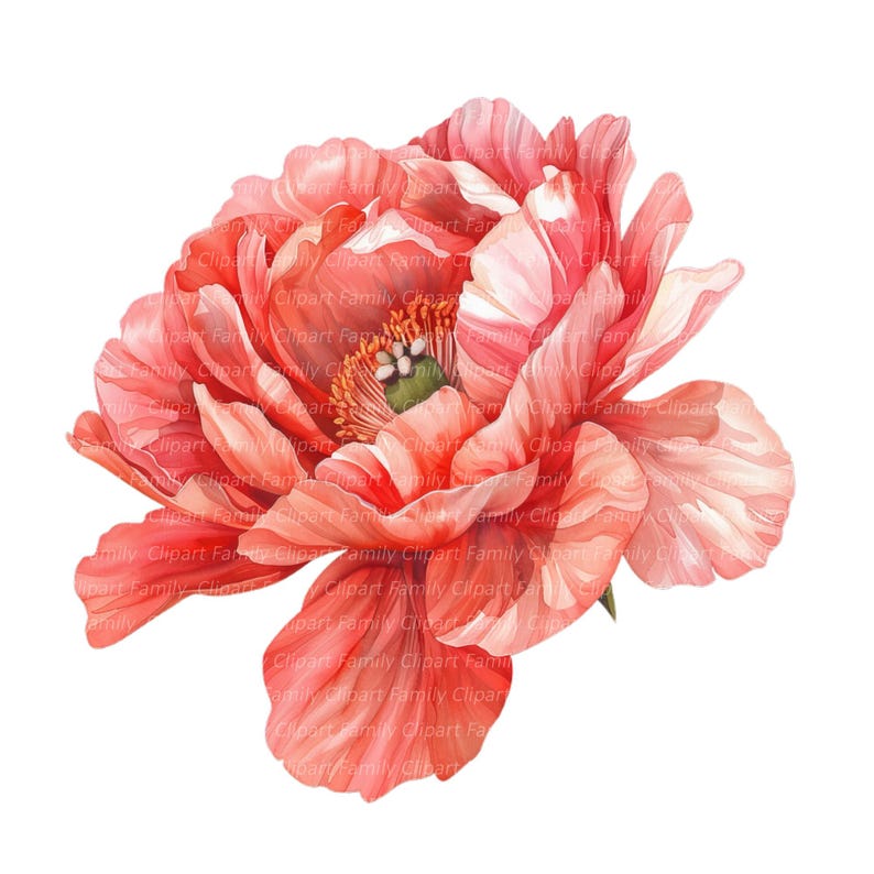 12 Coral Blush Watercolor Floral Clipart Orange and Pink, Watercolor ...
