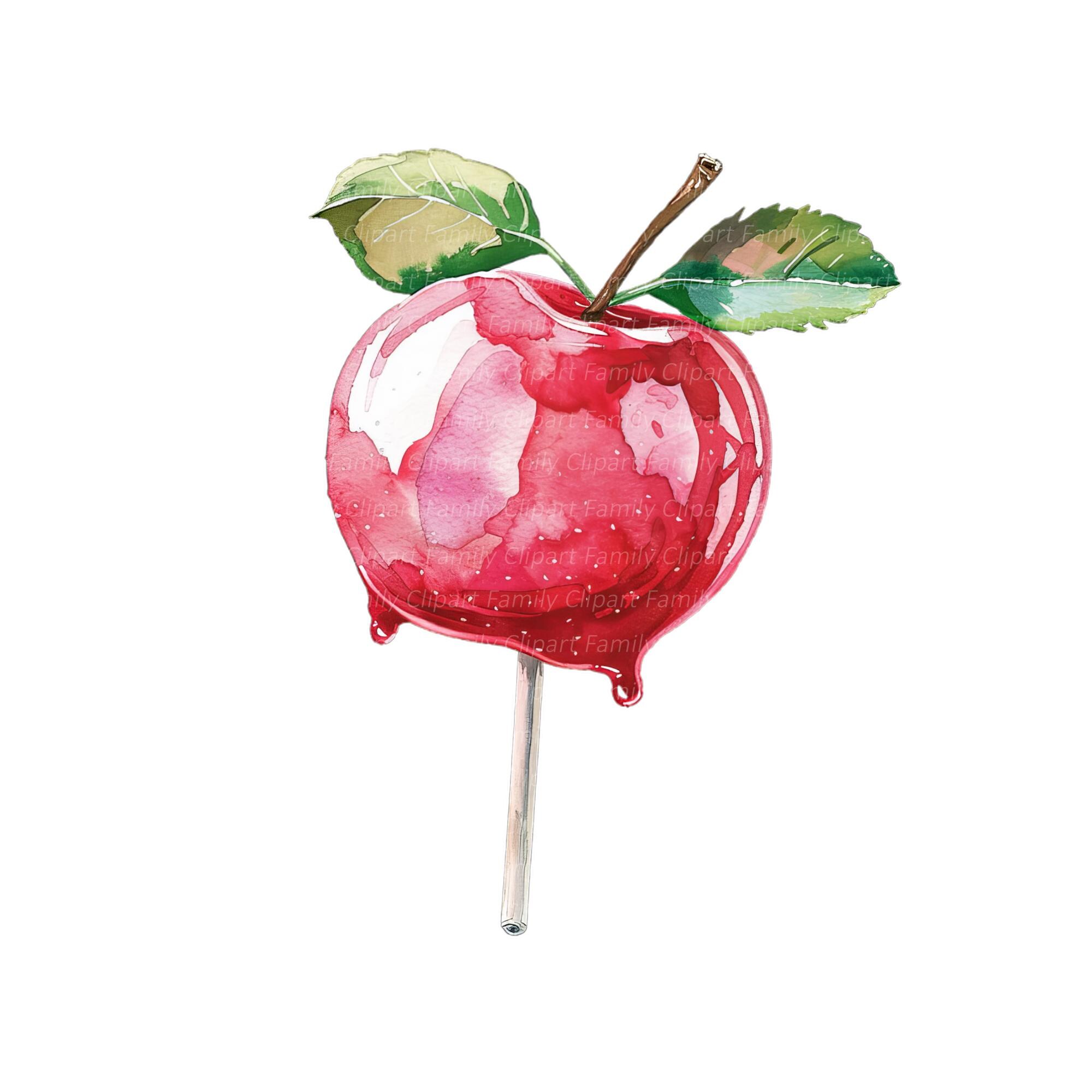 14 Watercolor Candy Apple Clipart Bundle, PNG Dessert Graphics ...