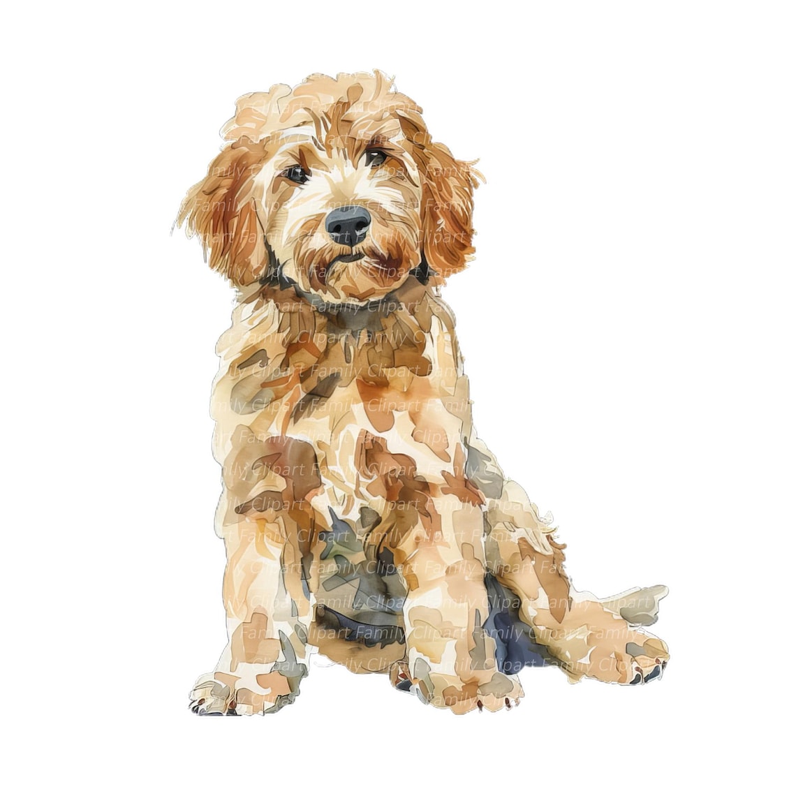 12 Goldendoodle Clipart Watercolor Bundle, Dog Portrait, Printable ...