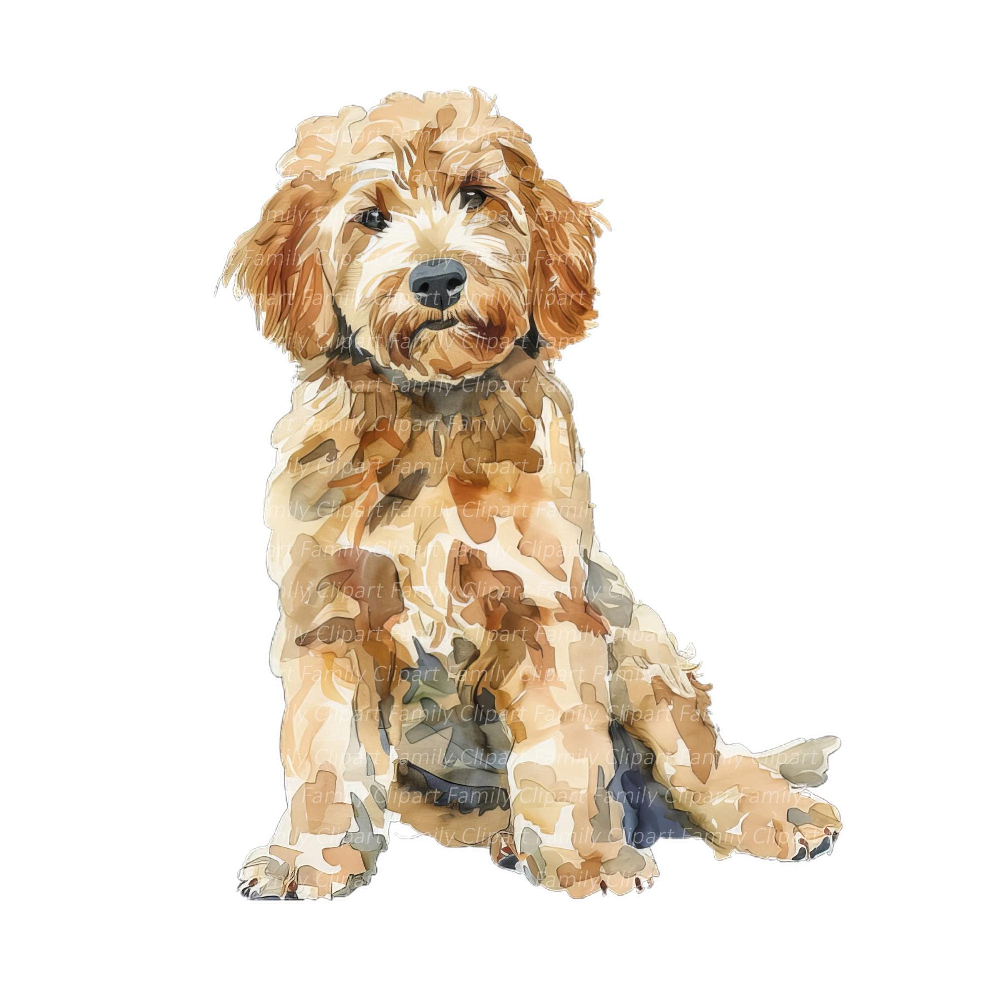 12 Goldendoodle Clipart Watercolor Bundle, Dog Portrait, Printable ...
