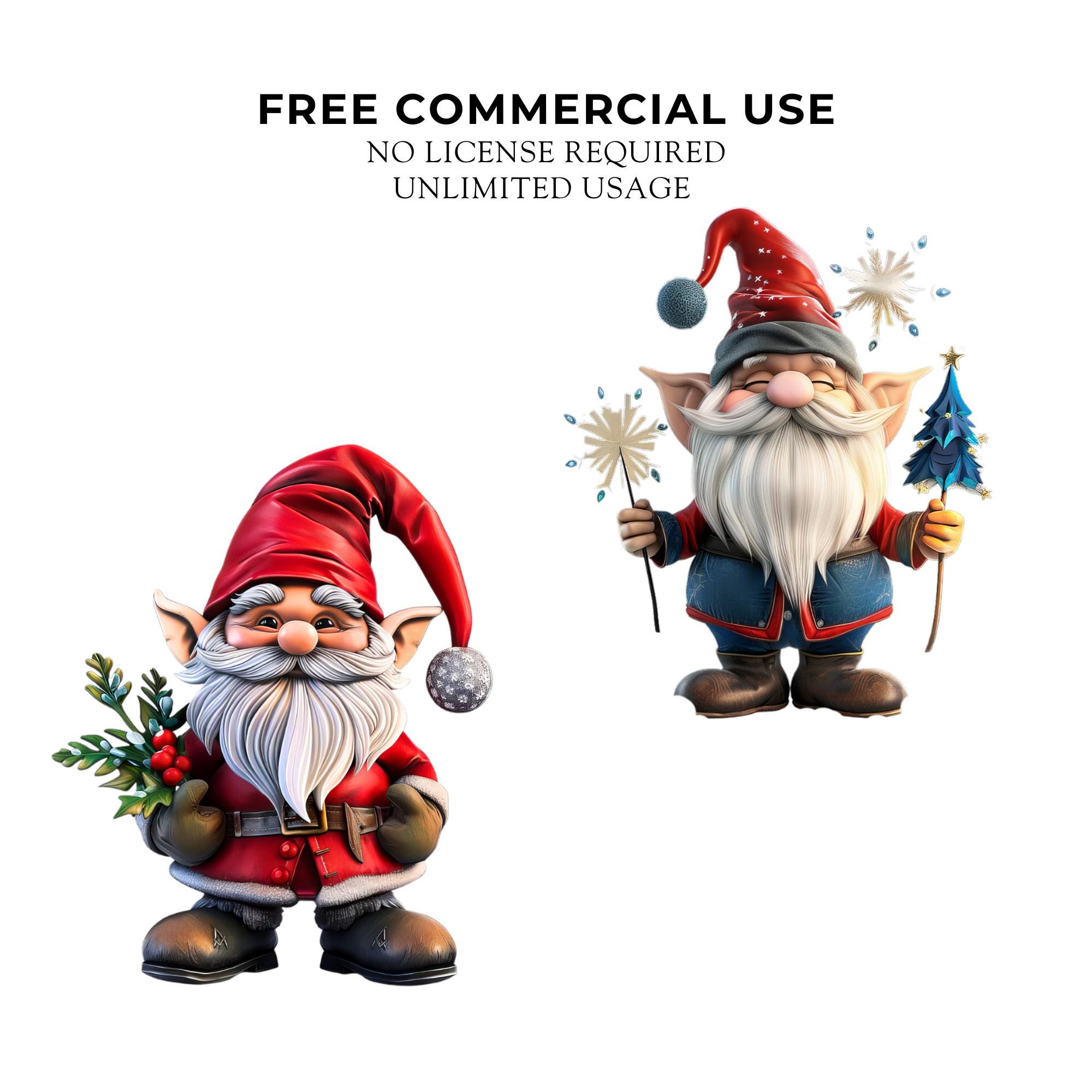 Gothic Happy New Year Gnomes Clipart, Printable 3D Clipart, High ...