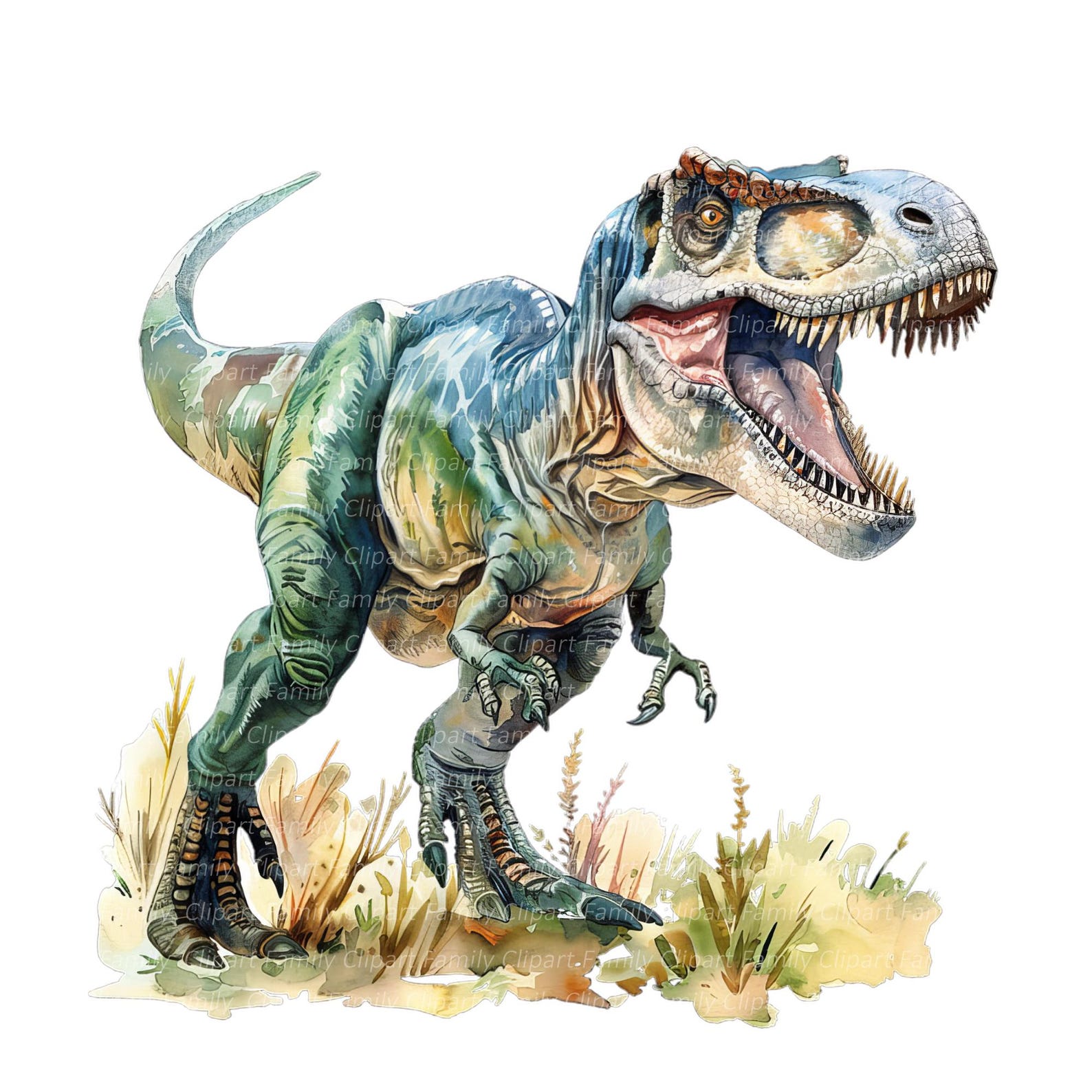 Watercolor Realistic Dinosaur Clipart, Realistic Dinosaur, Printable ...