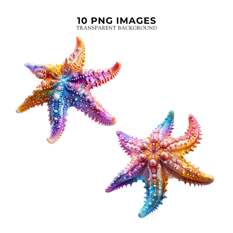 10 Starfish Clipart, Starfish in Beach, Printable 3D Clipart, High ...