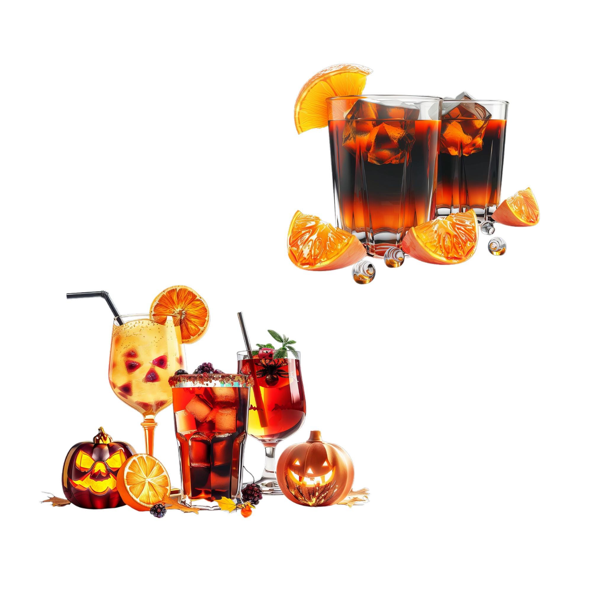 3D Halloween Cocktail Clipart, 10 PNG, Drink Clipart, Printable 3D ...