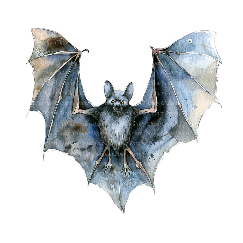 11 Cute Bat Clipart, Watercolor Bat Clipart, Printable Watercolor ...