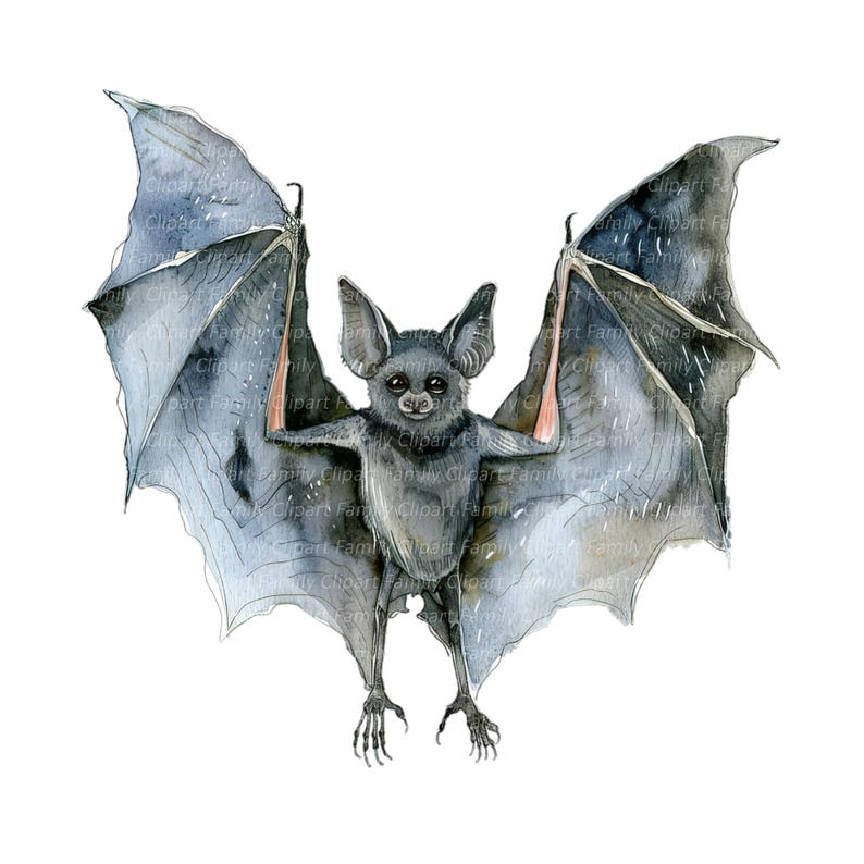11 Cute Bat Clipart, Watercolor Bat Clipart, Printable Watercolor ...