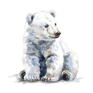 13 Cute Polar Bear Clipart Bundle, Printable Watercolor Clipart, High ...