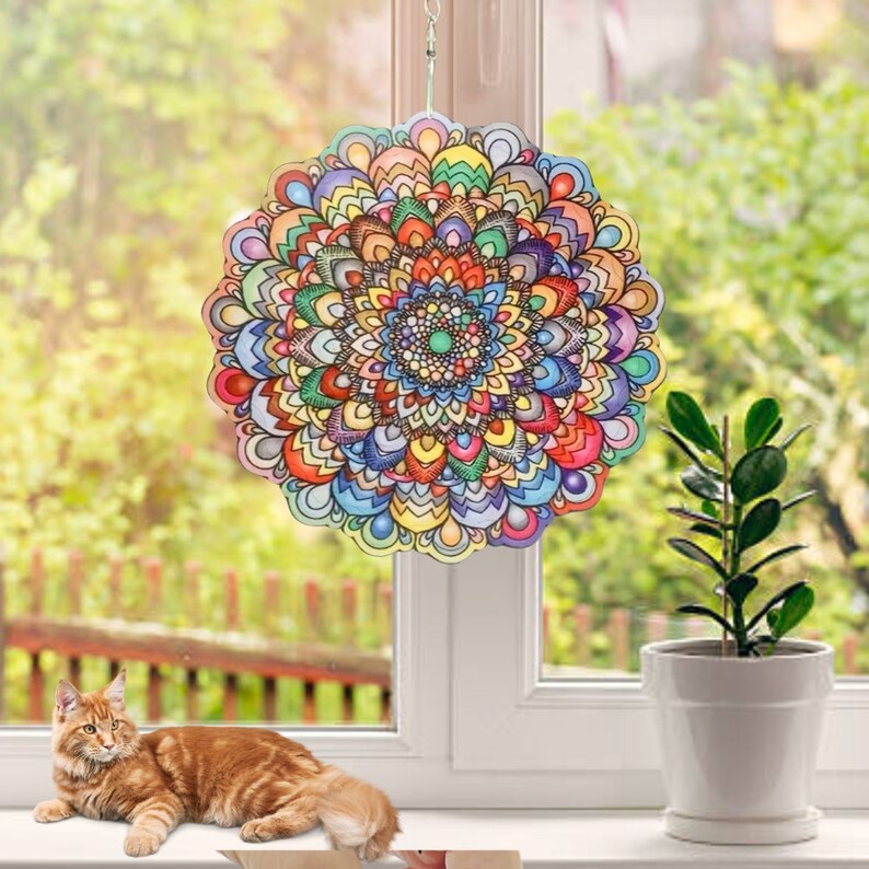 Neon Mandala Wind Spinner Rainbow, Colorful Wind Spinner Sublimation ...