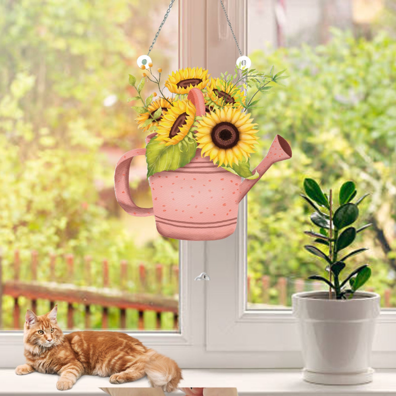 Sunflowers Window Acrylic Hanging, Flowers Acrylic Window Hanging Art ...