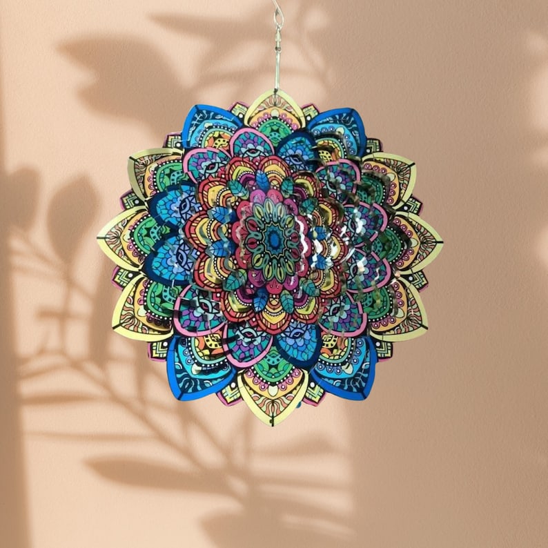 Neon Mandala Wind Spinner Rainbow, Colorful Wind Spinner Sublimation ...
