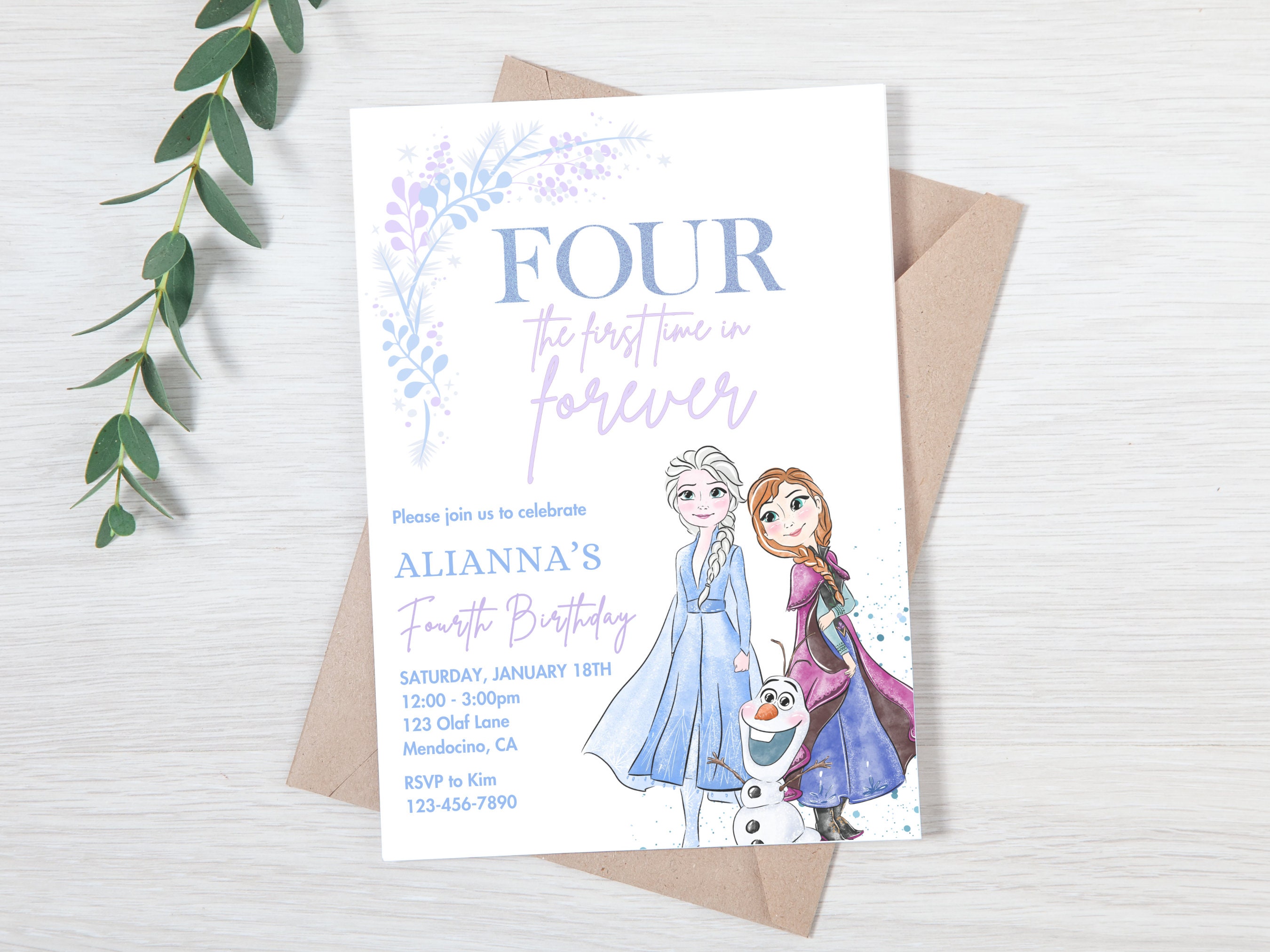 Frozen Birthday Invitation Princess Elsa Anna Invitation Olaf Party ...