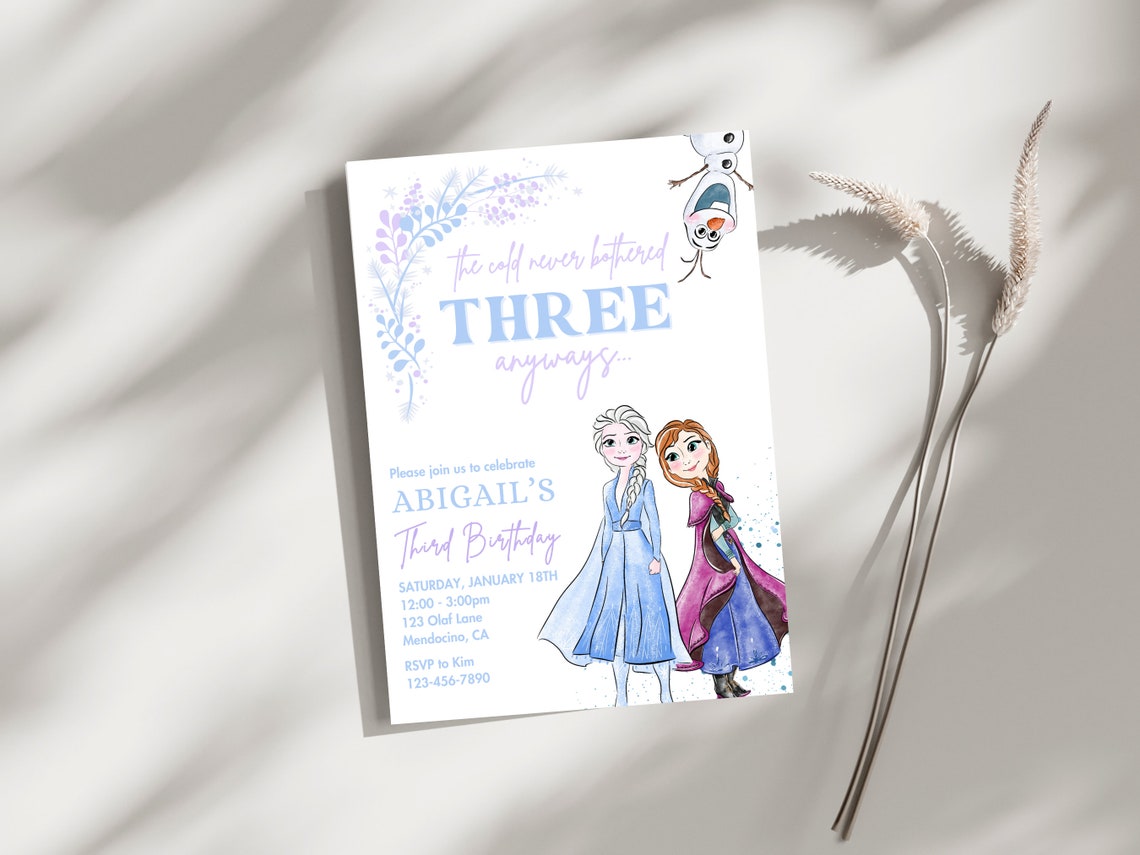 FROZEN 3rd Birthday Invitation Elsa Printable, the Cold Never Bothered ...