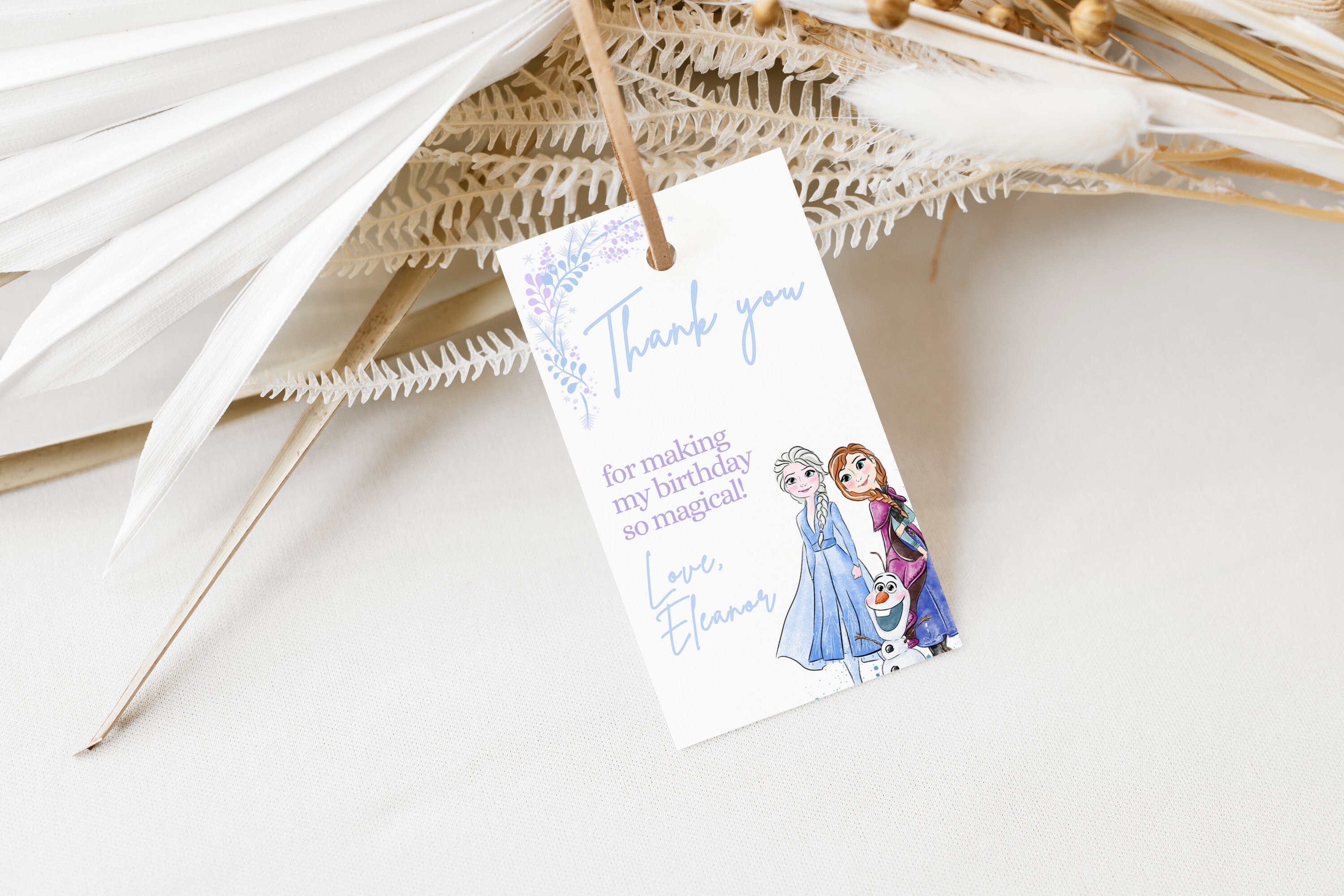 FROZEN Birthday Thank You Tags, 2x3.5 Party Favors, Elsa Printable Gift ...