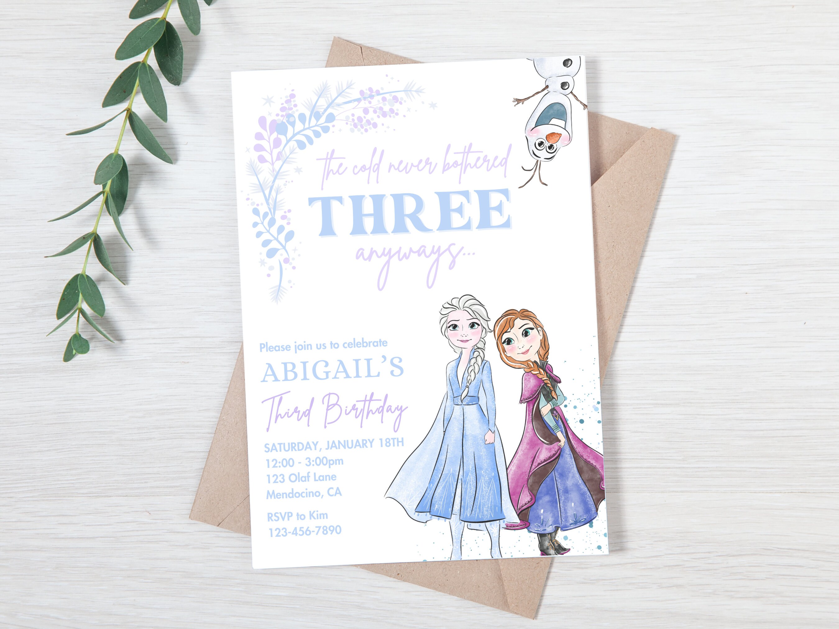 FROZEN 3rd Birthday Invitation Elsa Printable, the Cold Never Bothered ...