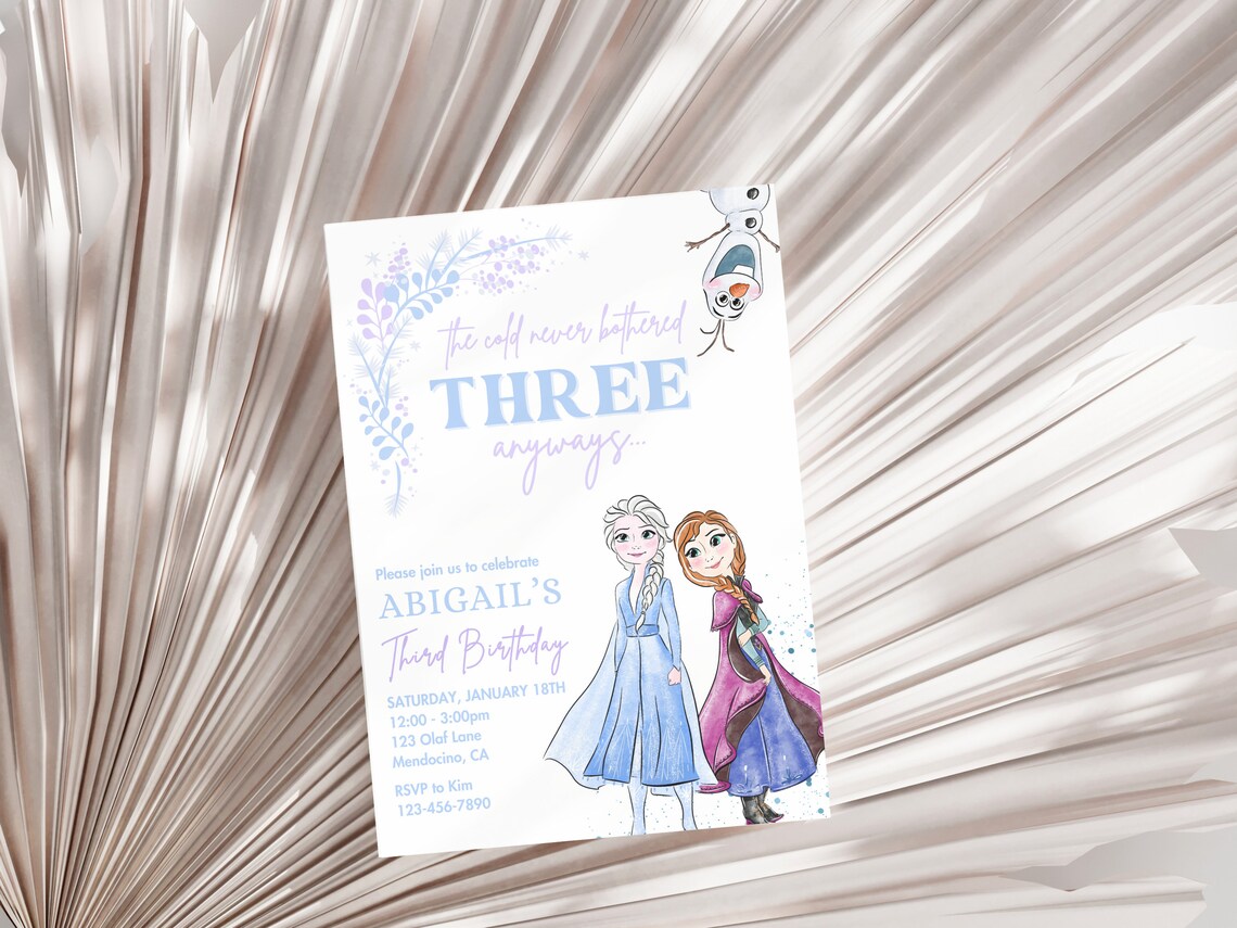 FROZEN 3rd Birthday Invitation Elsa Printable, the Cold Never Bothered ...