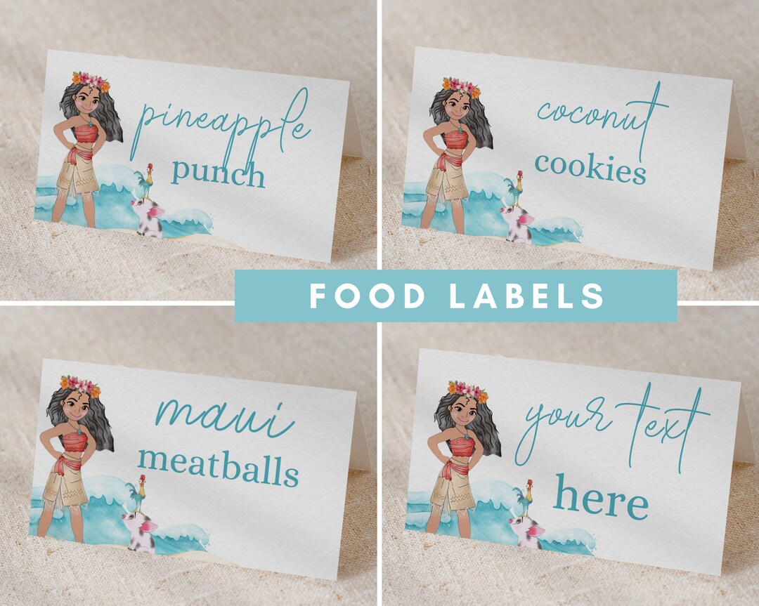 Moana Food Labels, Moana Party Signs, Printable Signs, Moana Birthday ...
