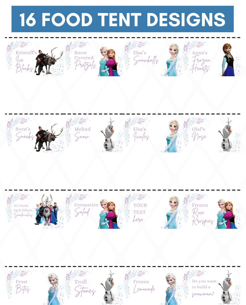 Frozen Birthday Decorations, Food Sign Frozen Party, Princess Elsa Anna ...
