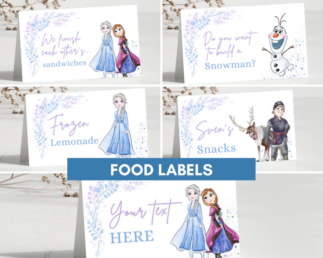 Frozen Birthday Decorations, Food Sign Frozen Party, Princess Elsa Anna ...