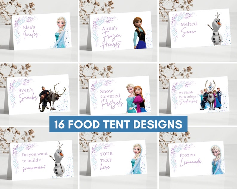 Frozen Birthday Decorations, Food Sign Frozen Party, Princess Elsa Anna ...