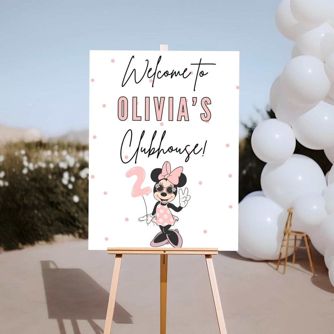 Welcome to My Clubhouse Sign, Minnie Mouse Birthday Party Poster, Oh ...