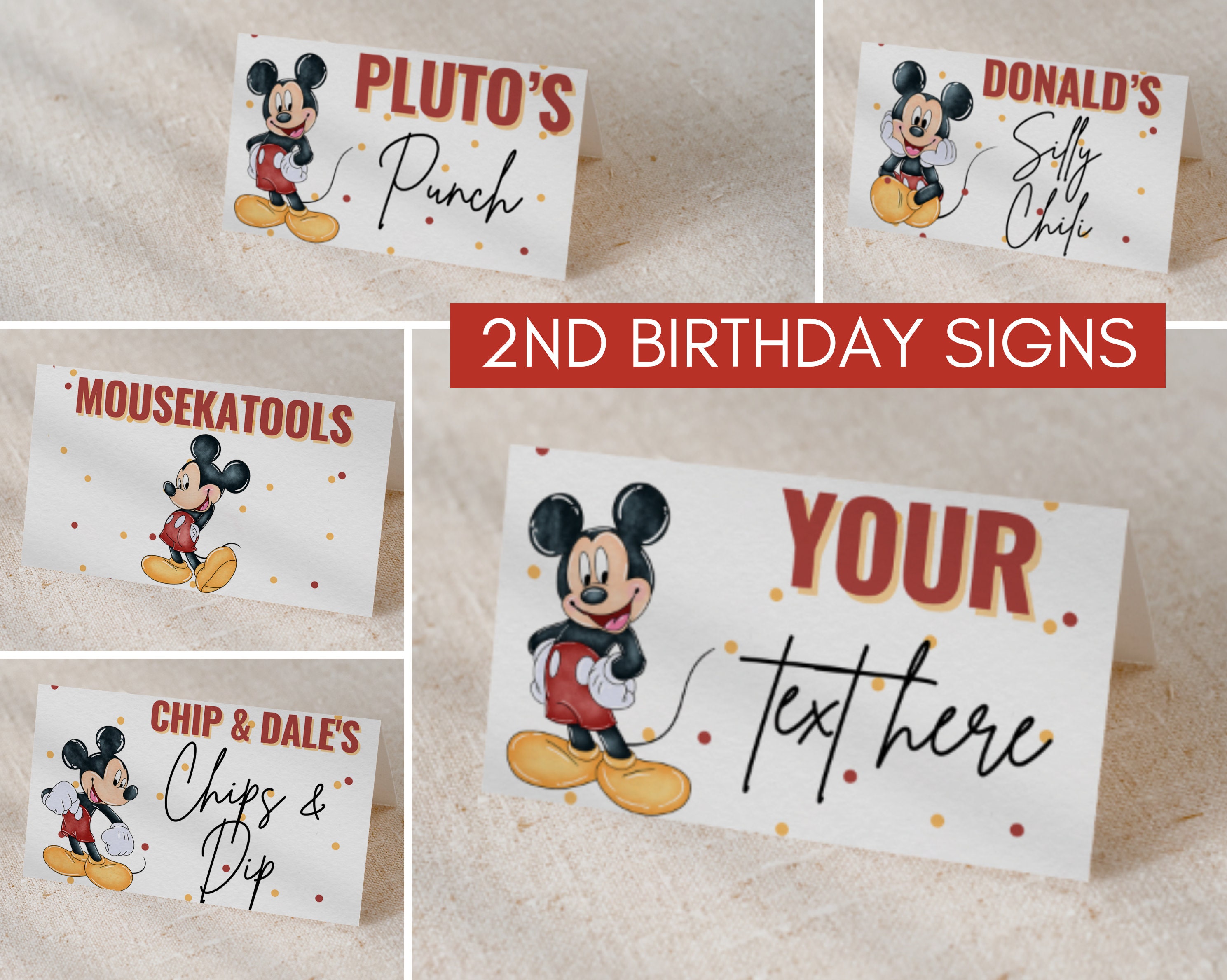 Mickey Mouse Birthday Food Labels, Mickey Mouse Food Table Tent Signs ...