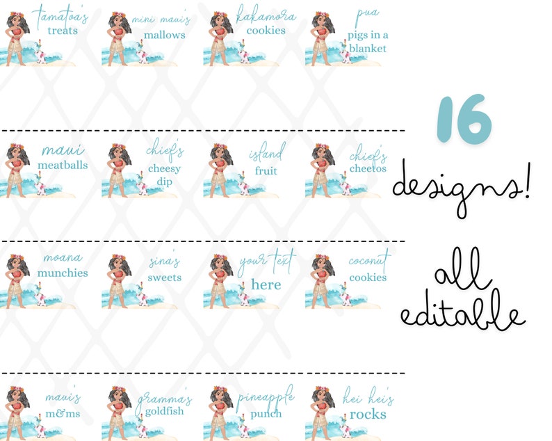 Moana Food Labels, Moana Party Signs, Printable Signs, Moana Birthday ...