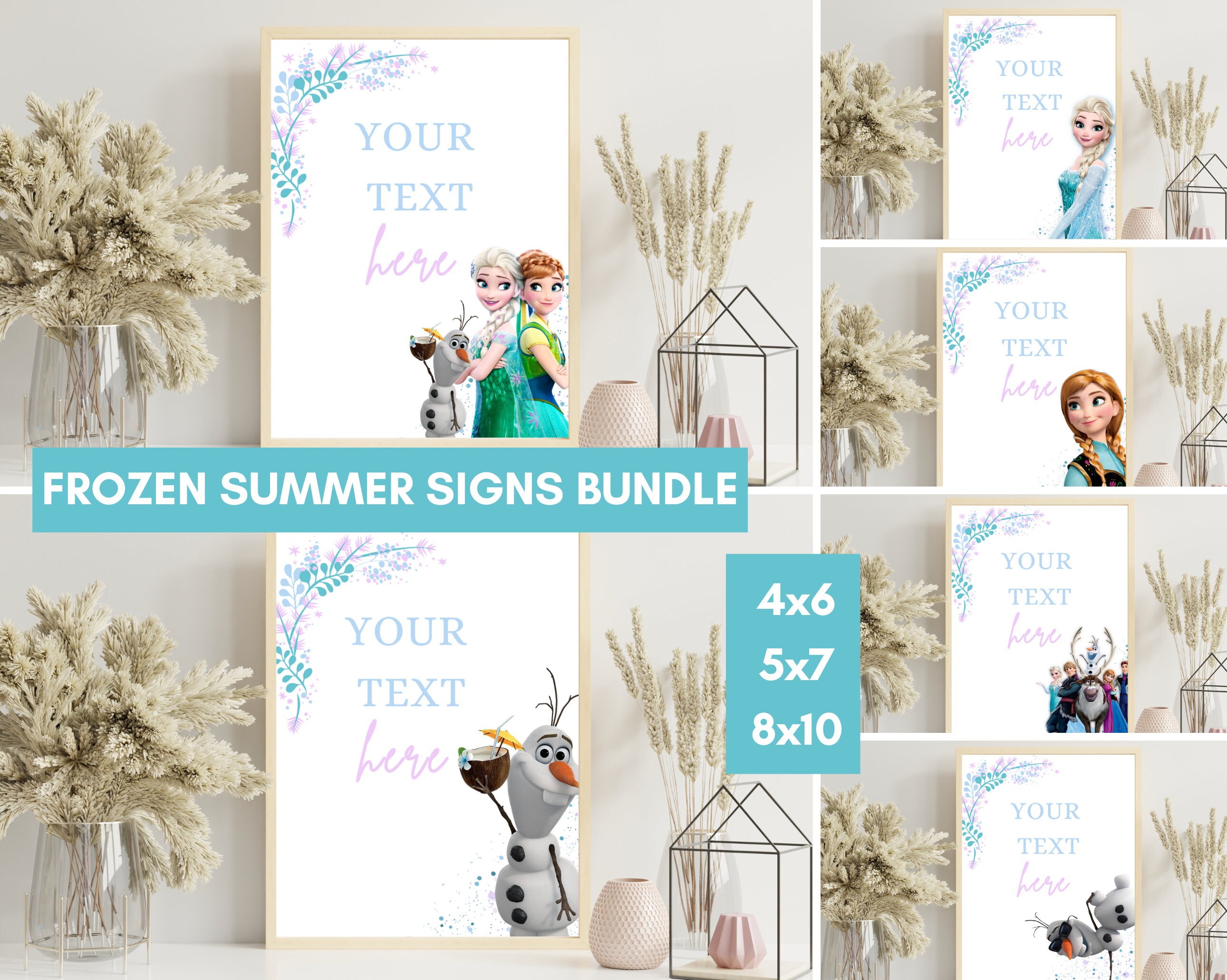 Summer Frozen Food Labels, Elsa Anna Olaf Decor Frozen Party Tent Signs ...