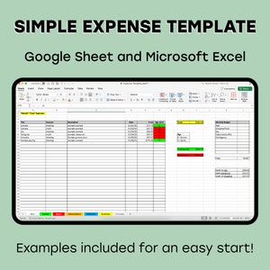 Simple Expense Tracker Template - Google Sheets & Excel (digital ...