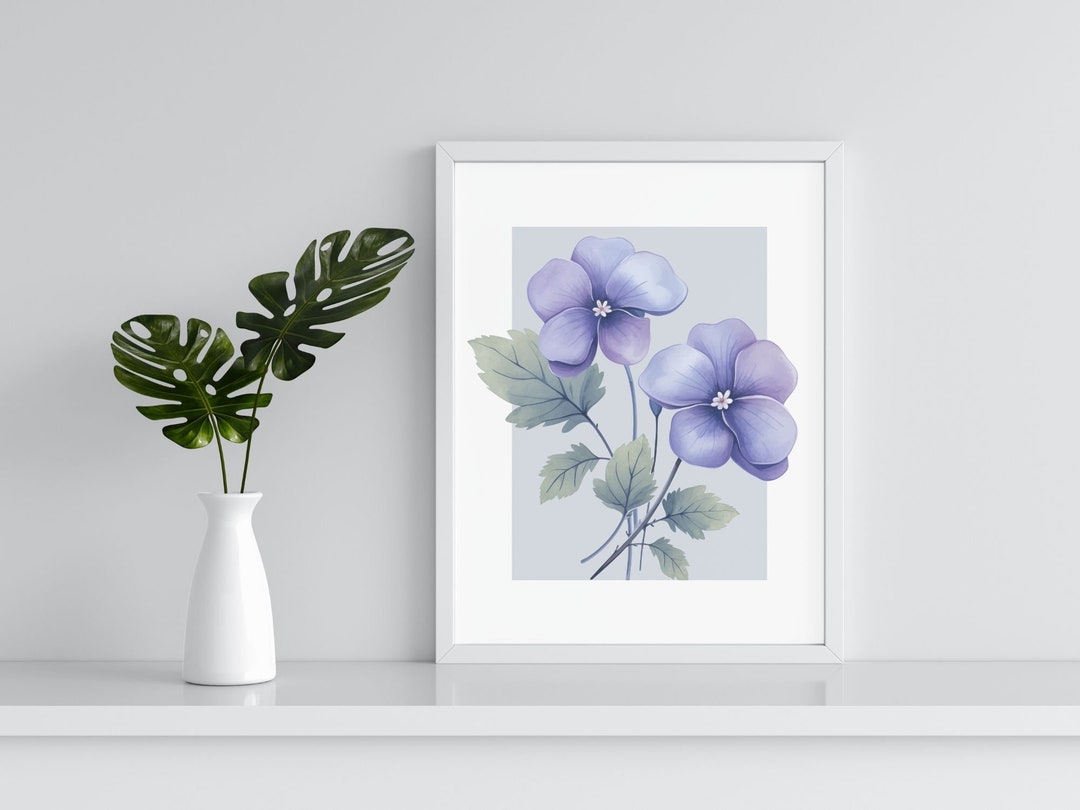 FEBRUARY Birth Flower (violet) - Printable Watercolor Birth Month ...