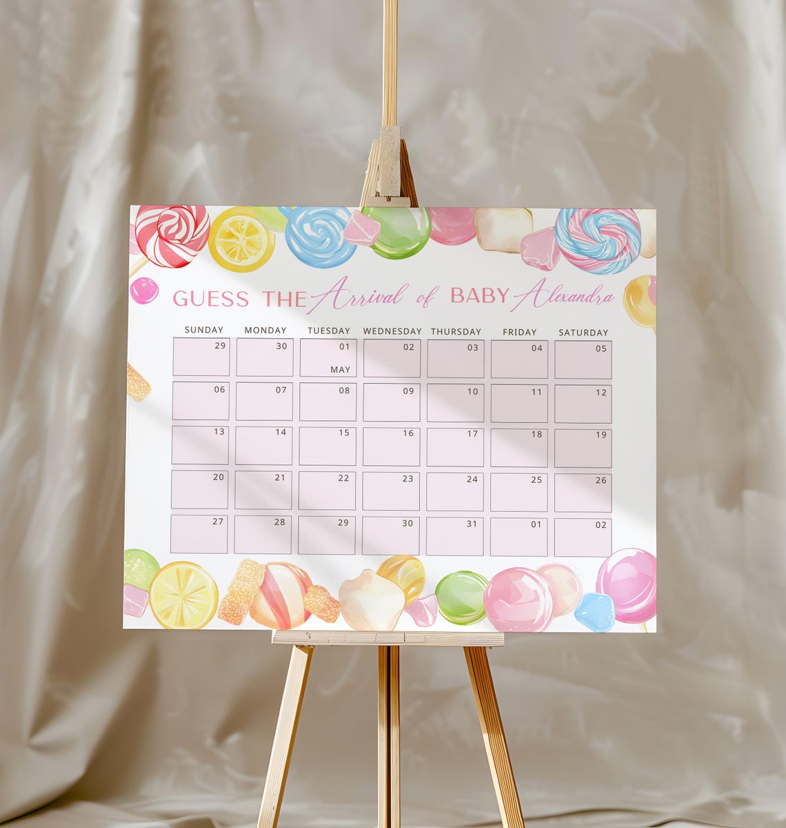 Editable Candyland Guess the Due Date Sign, Printable Baby Shower Baby ...