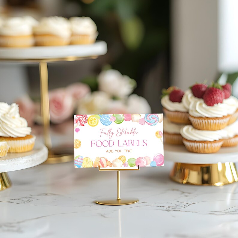 Editable Candyland Food Labels – Baby Shower Food Tent Card Template ...