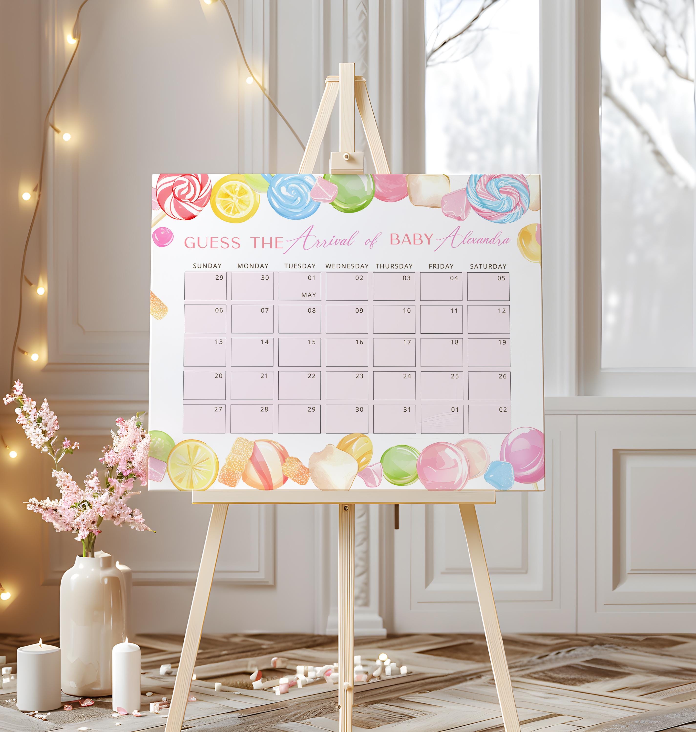 Editable Candyland Guess the Due Date Sign, Printable Baby Shower Baby ...