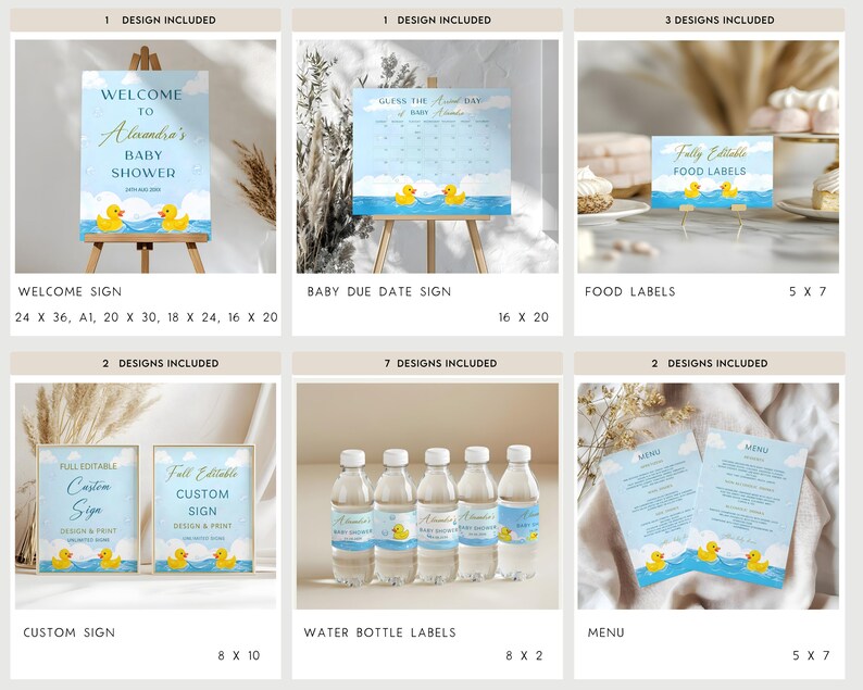Editable Rubber Ducky Baby Shower Ultimate Bundle, Rubber Duck ...