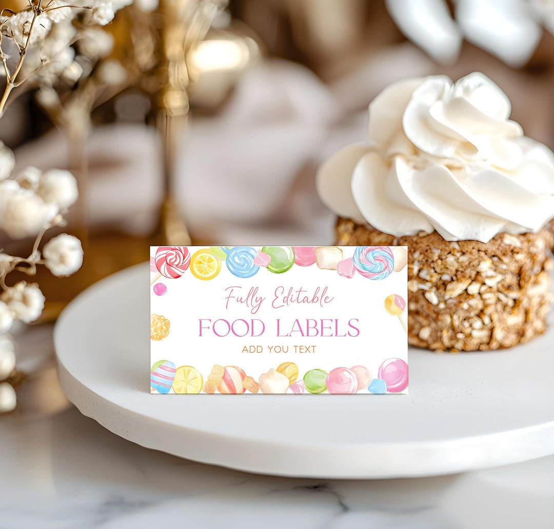 Editable Candyland Food Labels – Baby Shower Food Tent Card Template ...