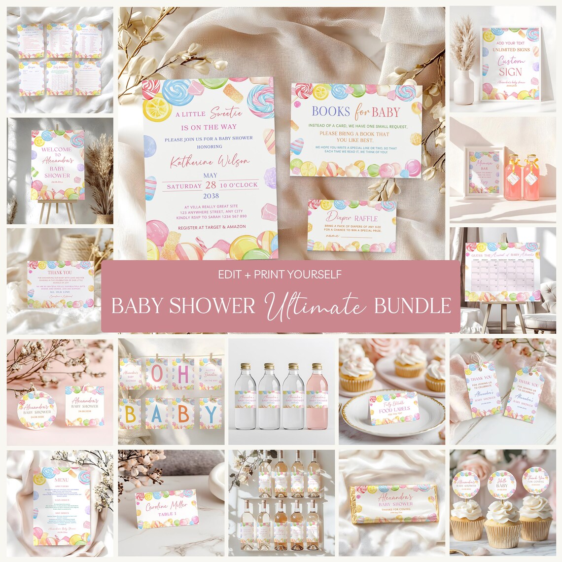 Editable Candyland Guess the Due Date Sign, Printable Baby Shower Baby ...